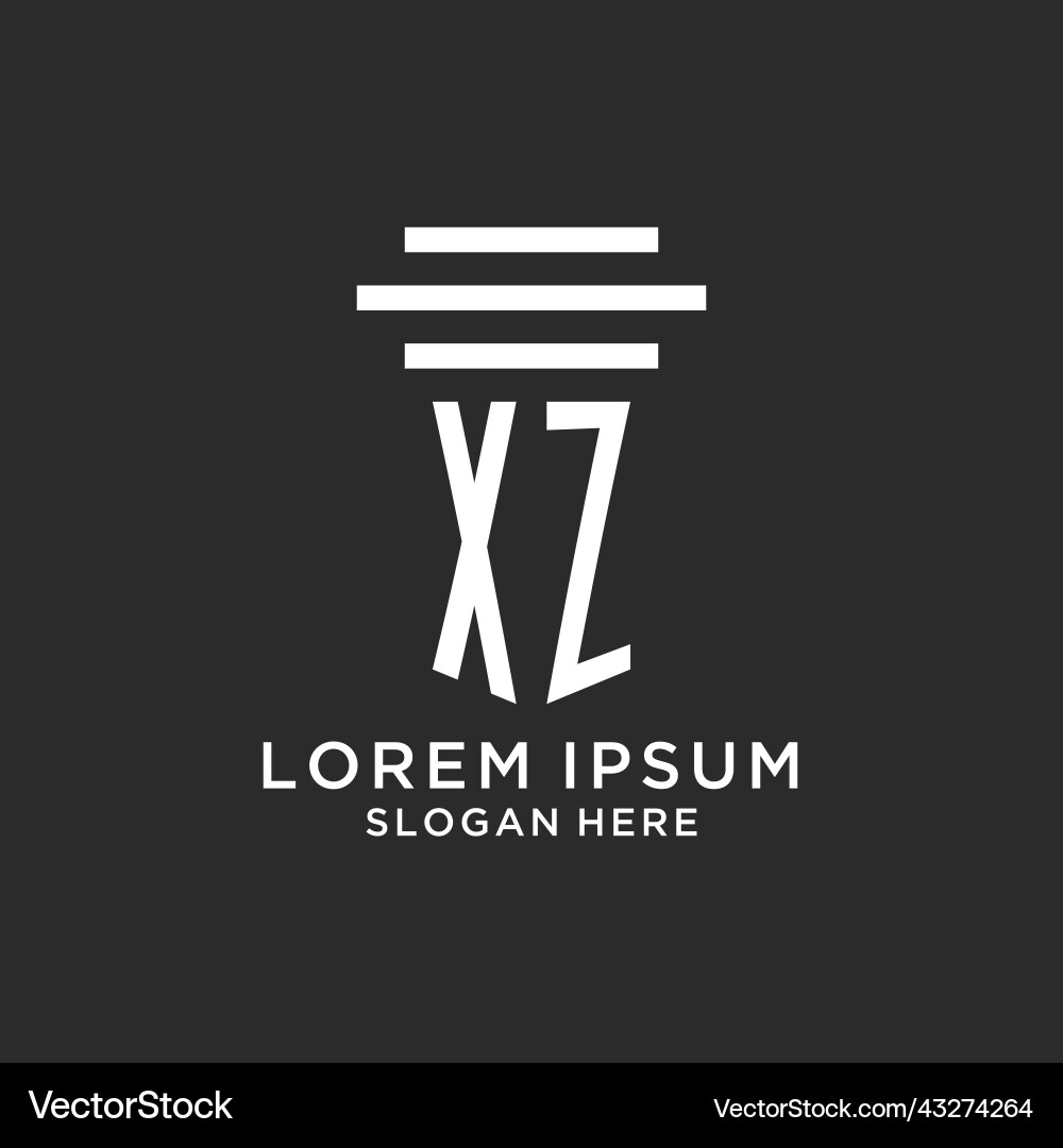 Xz initials with simple pillar logo design Vector Image
