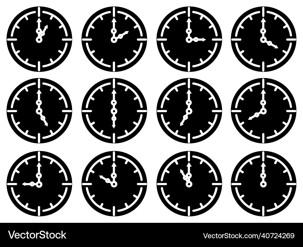 Alarm and smartwatch time 24 hour clock Royalty Free Vector