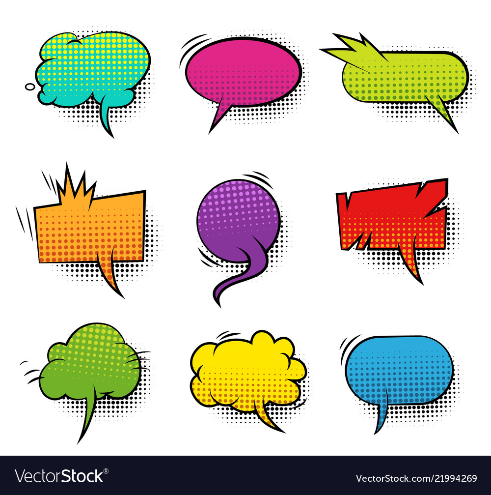 Comic colorful blank speech bubbles collection Vector Image Comic colorful blank speech bubbles collection Vector Image