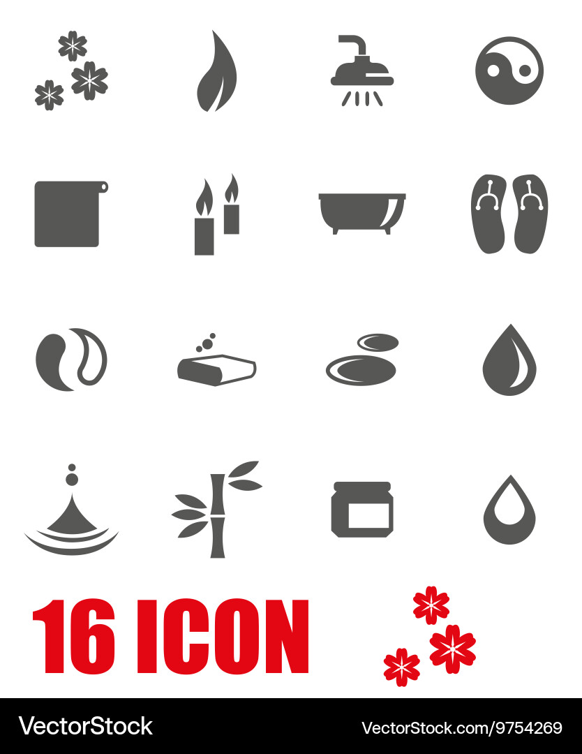 Grey spa icon set Royalty Free Vector Image - VectorStock