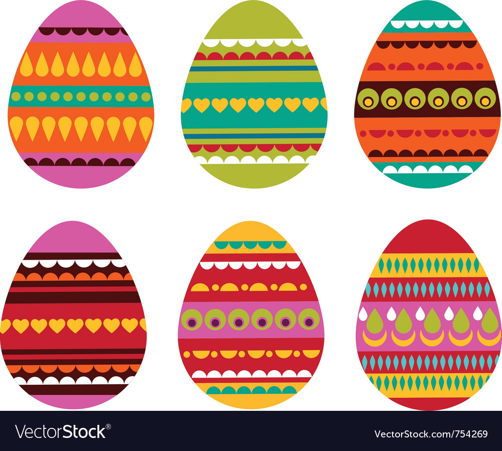 Patterned easter eggs Royalty Free Vector Image