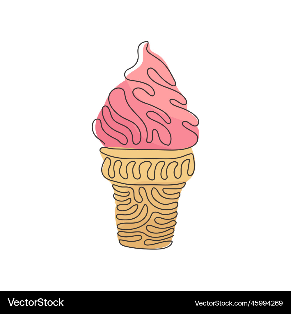 Single one line drawing delicious ice creams Vector Image