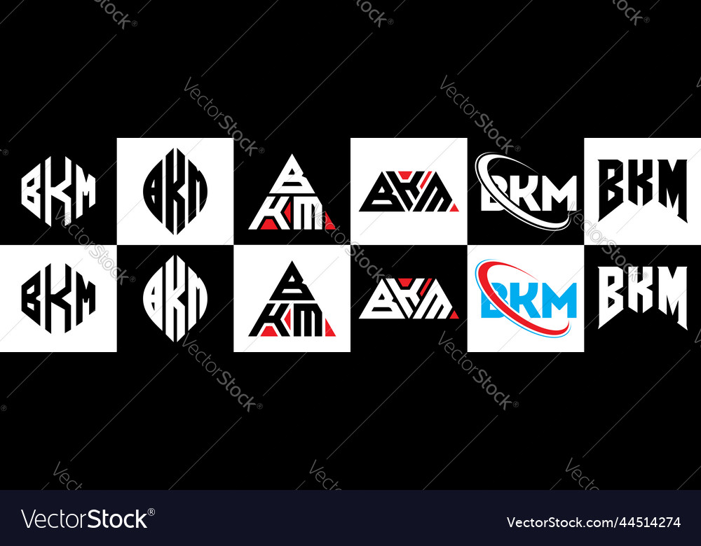 Bkm letter logo design in six style polygon Vector Image