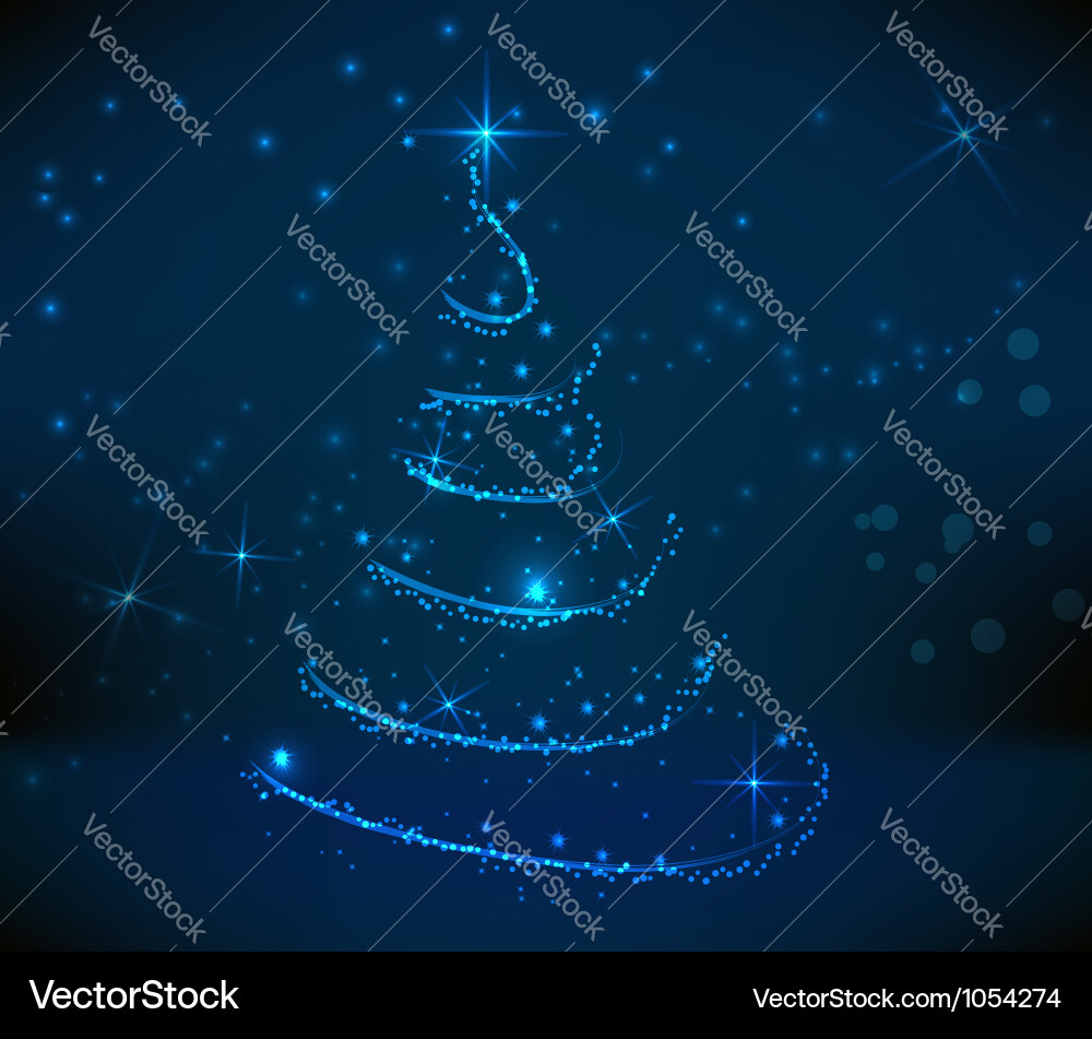 Blue christmas tree background Royalty Free Vector Image
