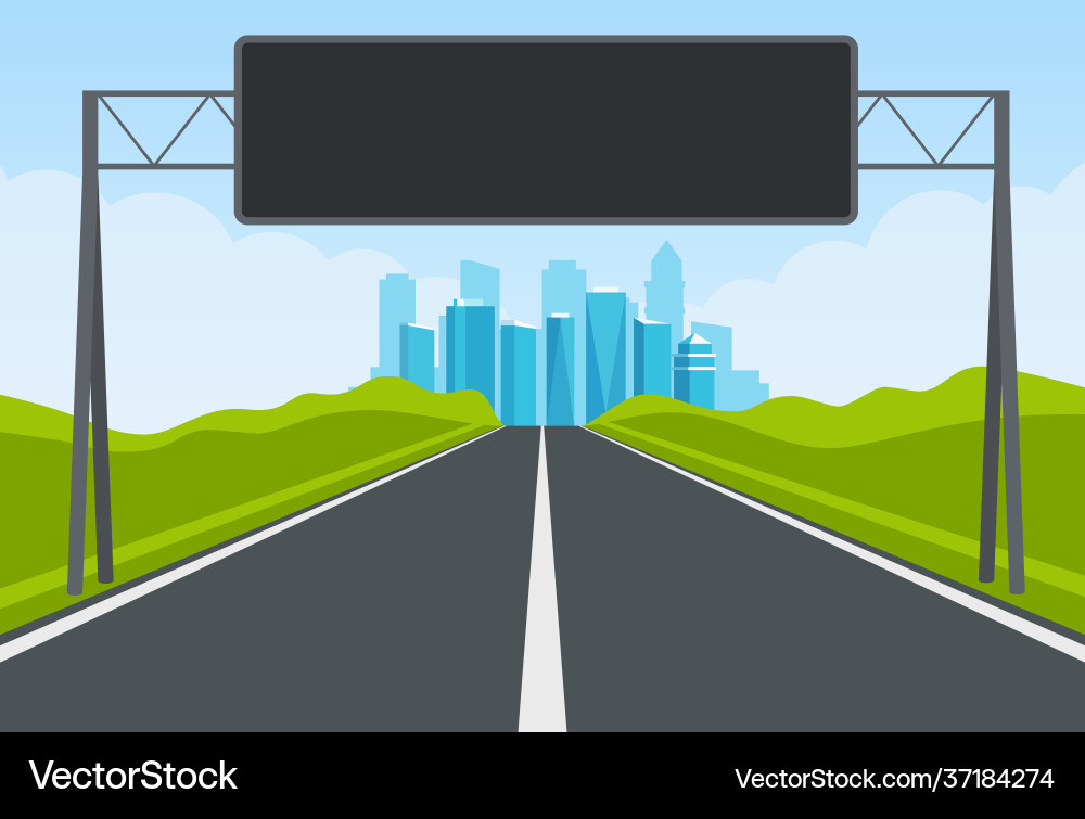 Empty road with city skyline Royalty Free Vector Image