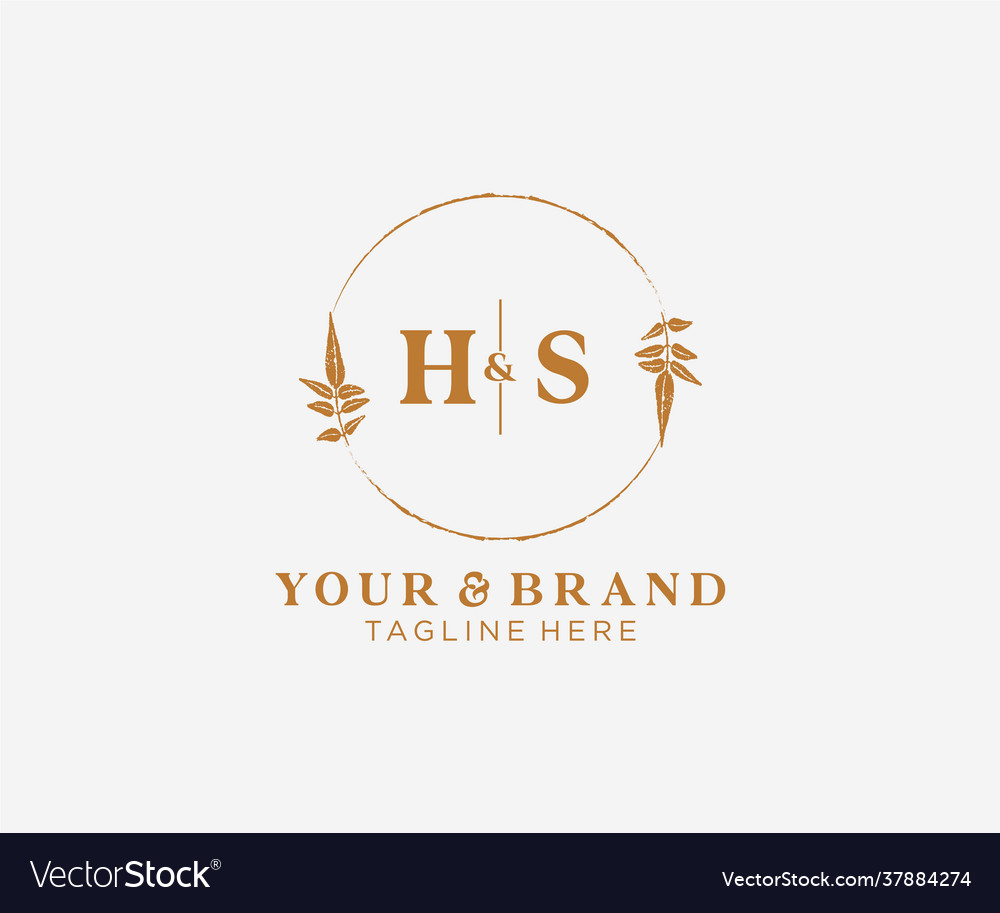 Initial hs letters floral frames botanical Vector Image Initial hs letters floral frames botanical Vector Image