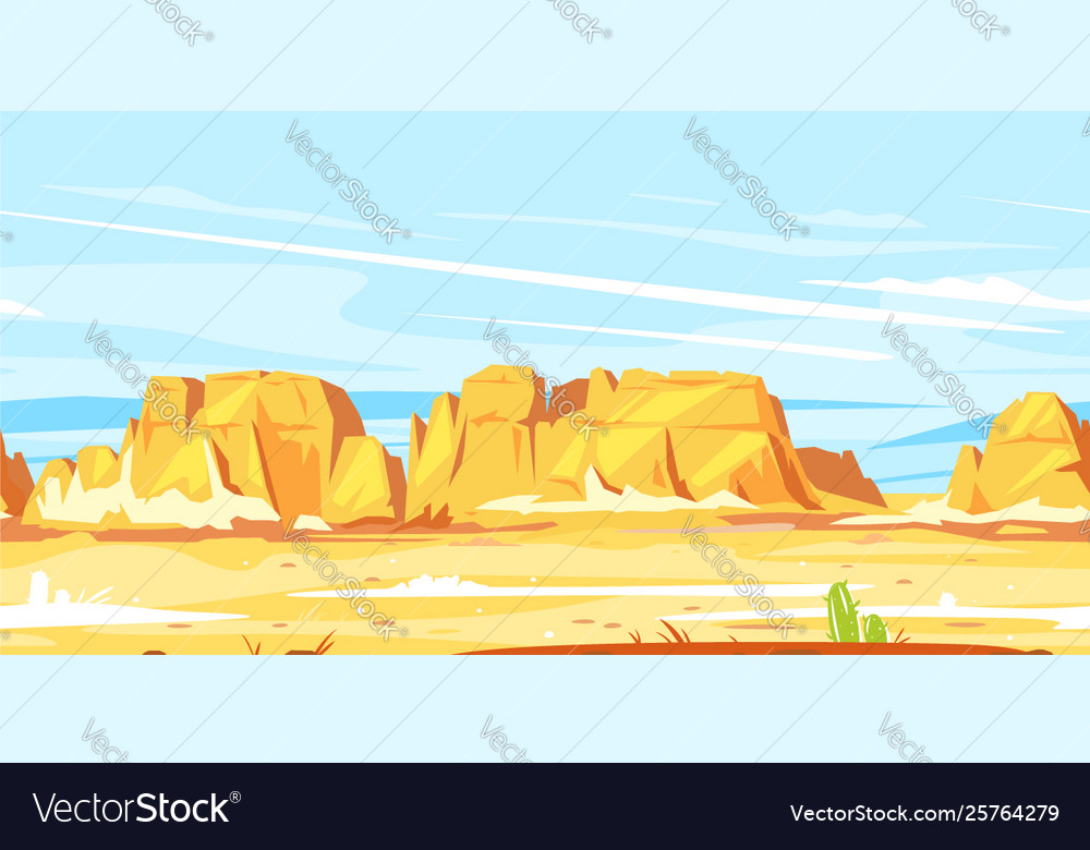 Desert Canyon Landscape Game Background Royalty Free Vector