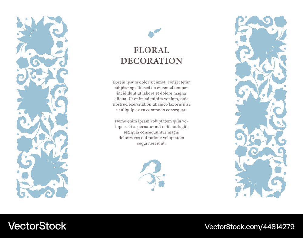 Floral frame vignette border card design template Vector Image