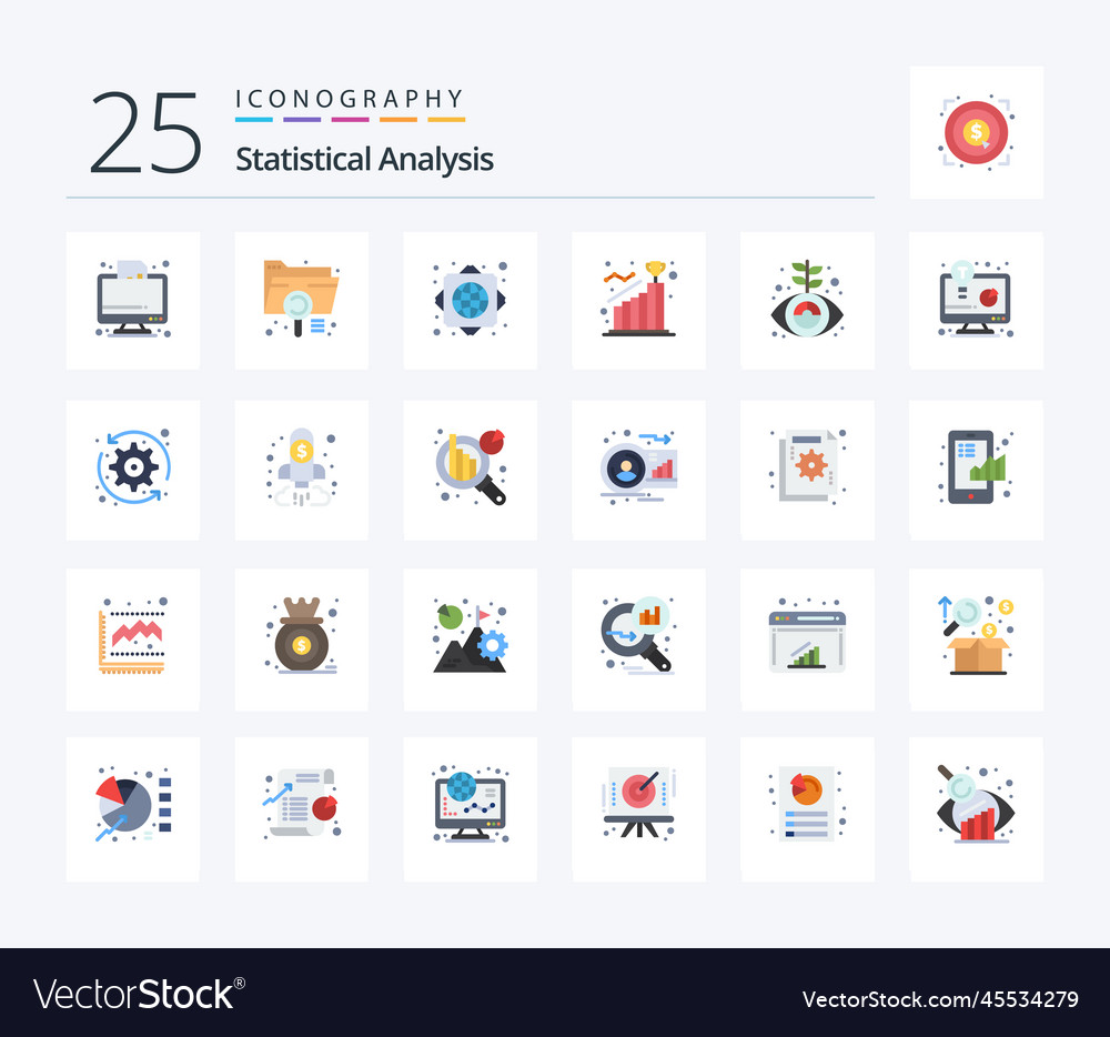 Statistical analysis 25 flat color icon pack Vector Image