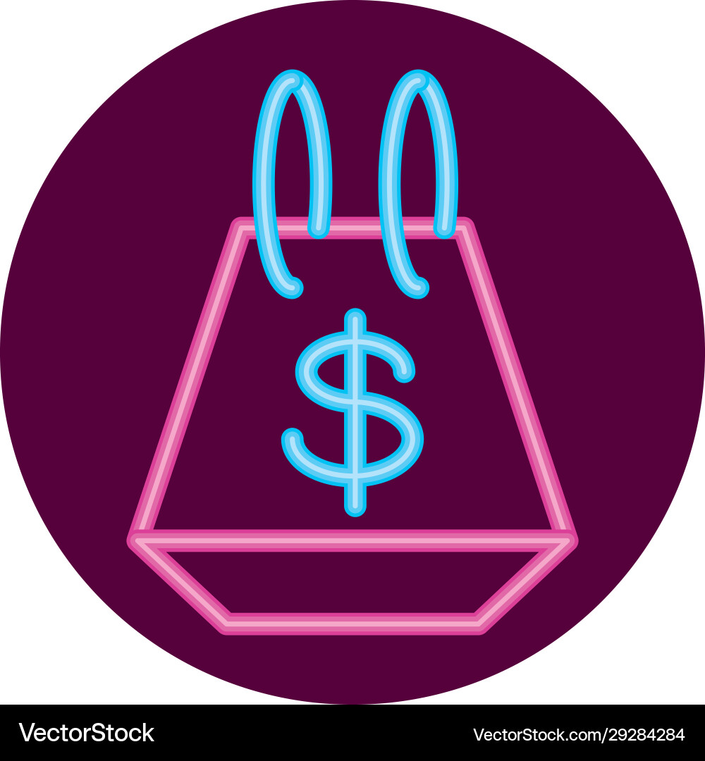 Isolated neon shopping box design Royalty Free Vector Image