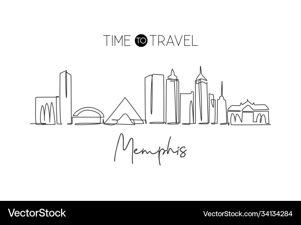 One single line drawing memphis city skyline Vector Image