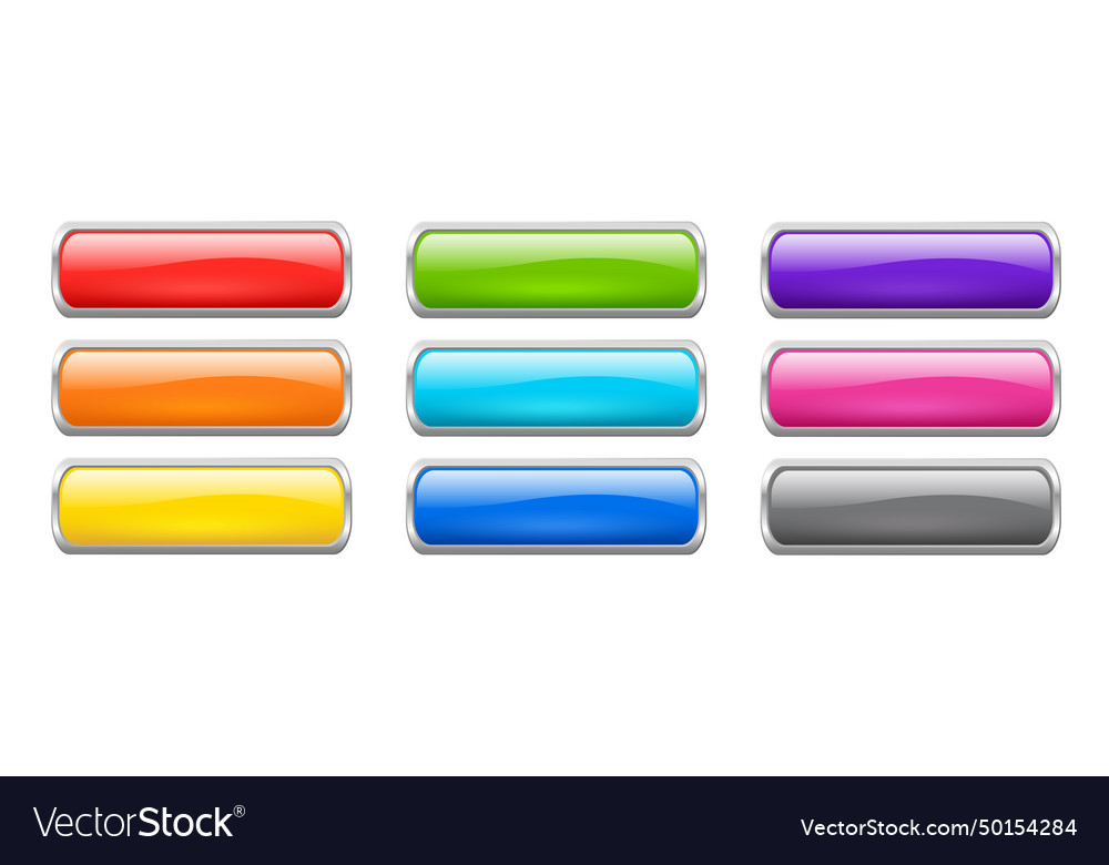 Rectangle web buttons in metal frames Royalty Free Vector