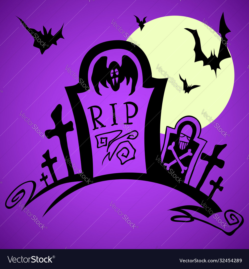 Halloween night cemetery Royalty Free Vector Image