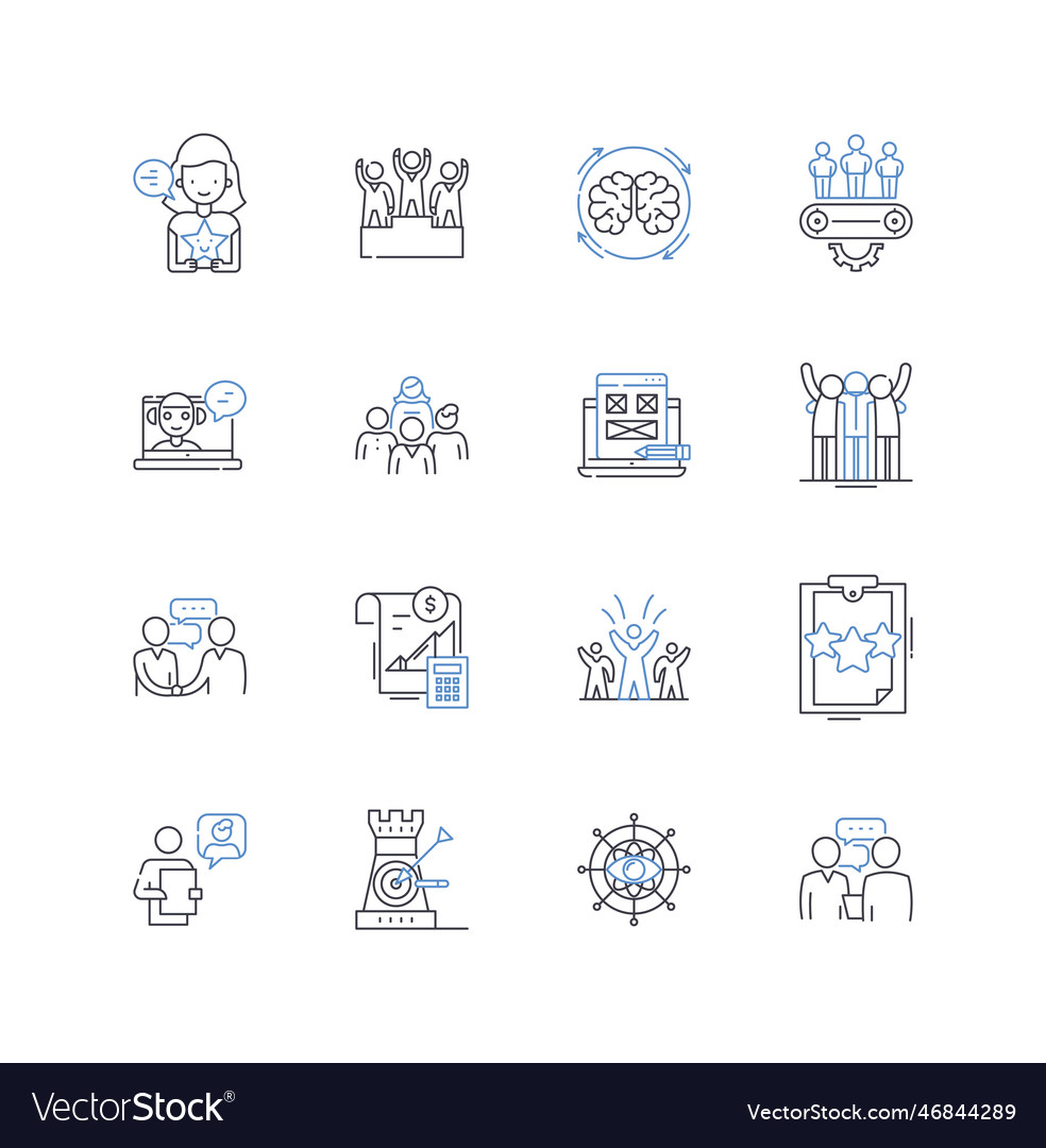 Harmonious partnership line icons collection Vector Image