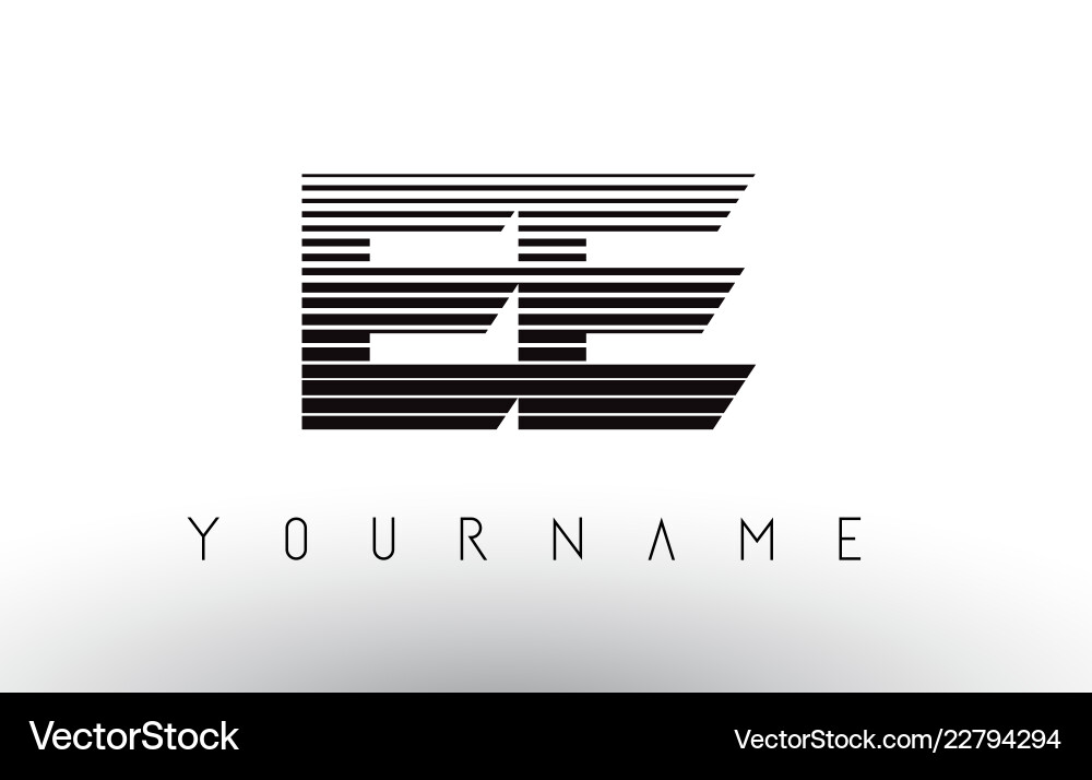 Ee e black and white horizontal stripes letter Vector Image