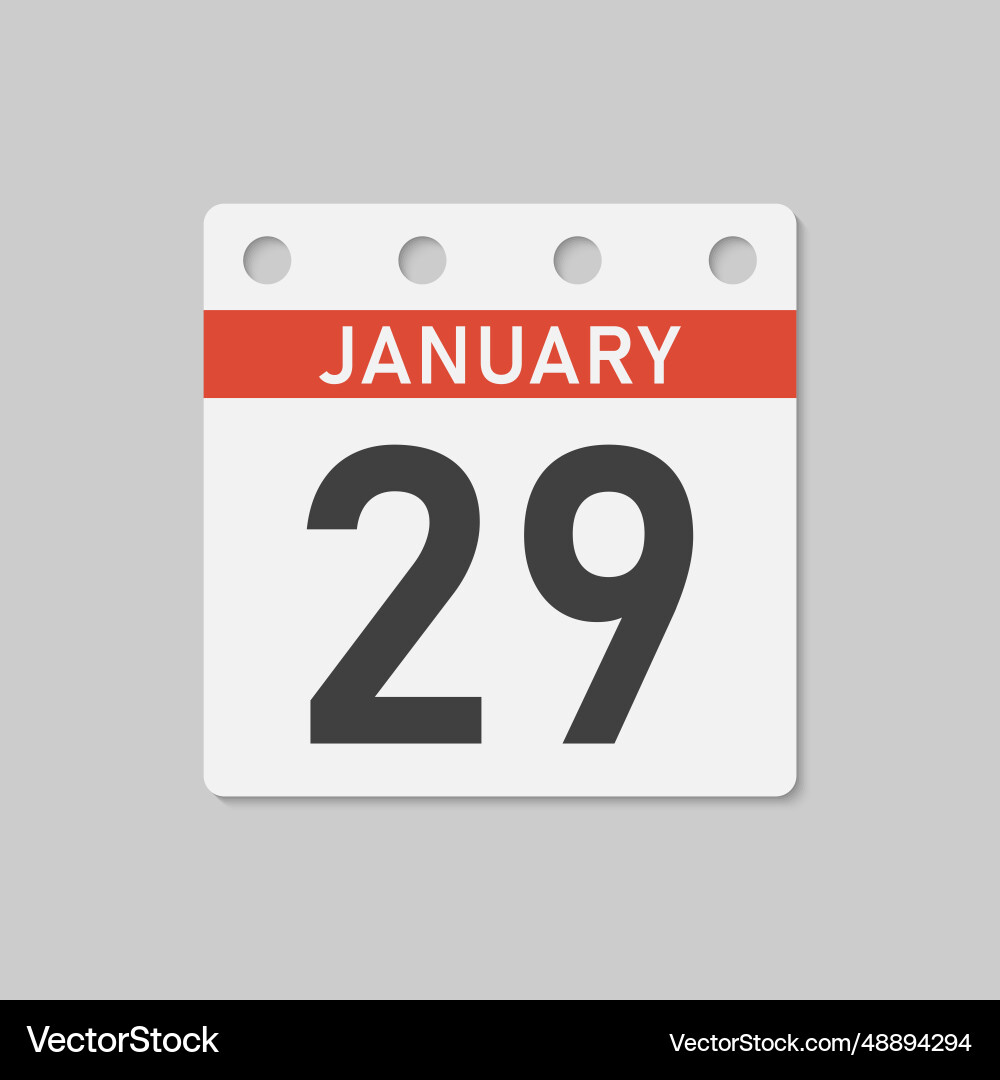 Icon page calendar day - 29 january Royalty Free Vector
