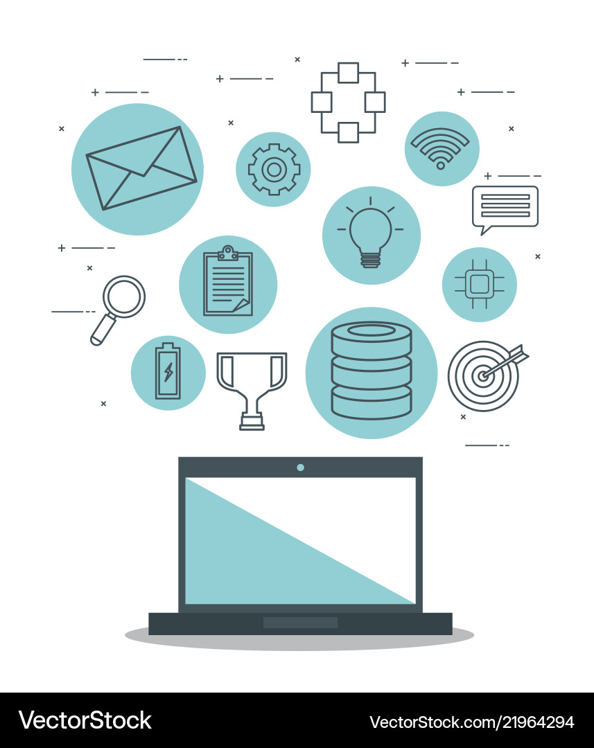 Laptop computer with connectivity 5g tech Vector Image