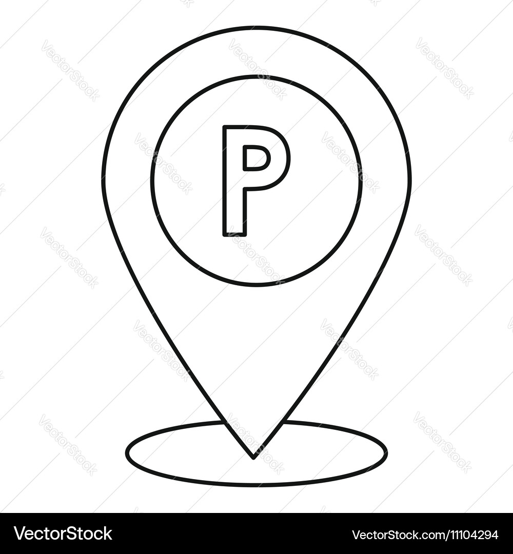 Parking pin icon outline style Royalty Free Vector Image