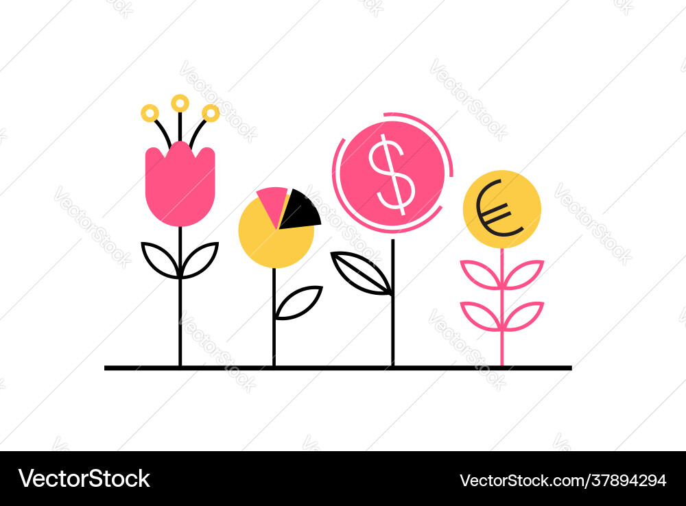 Planting seed dollar euro Royalty Free Vector Image