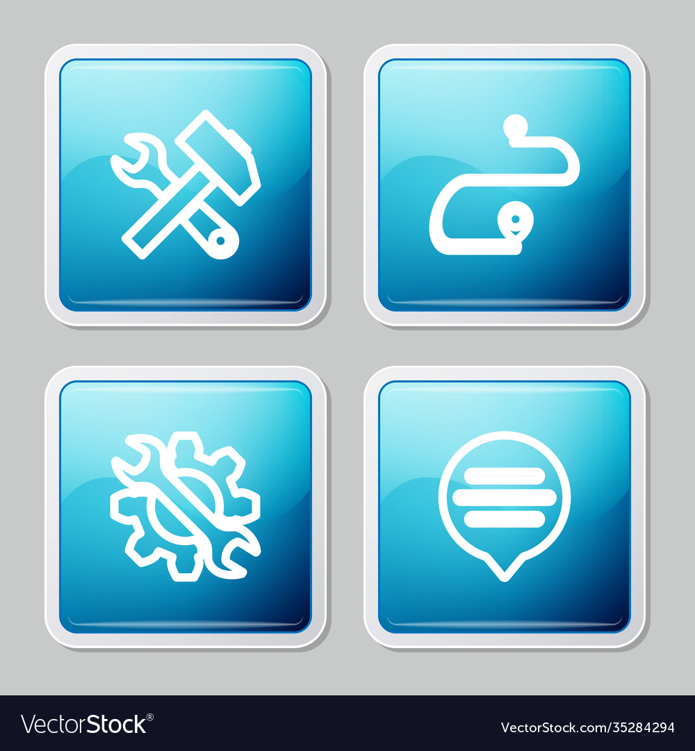 Set line crossed hammer and wrench route location Vector Image Set line crossed hammer and wrench route location Vector Image