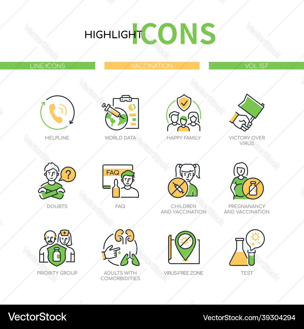 Vaccination - modern line design style icons set Vector Image