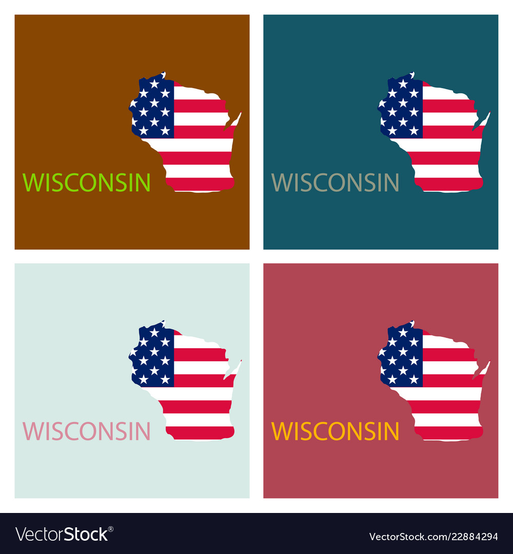 Wisconsin state of america with map flag print Vector Image