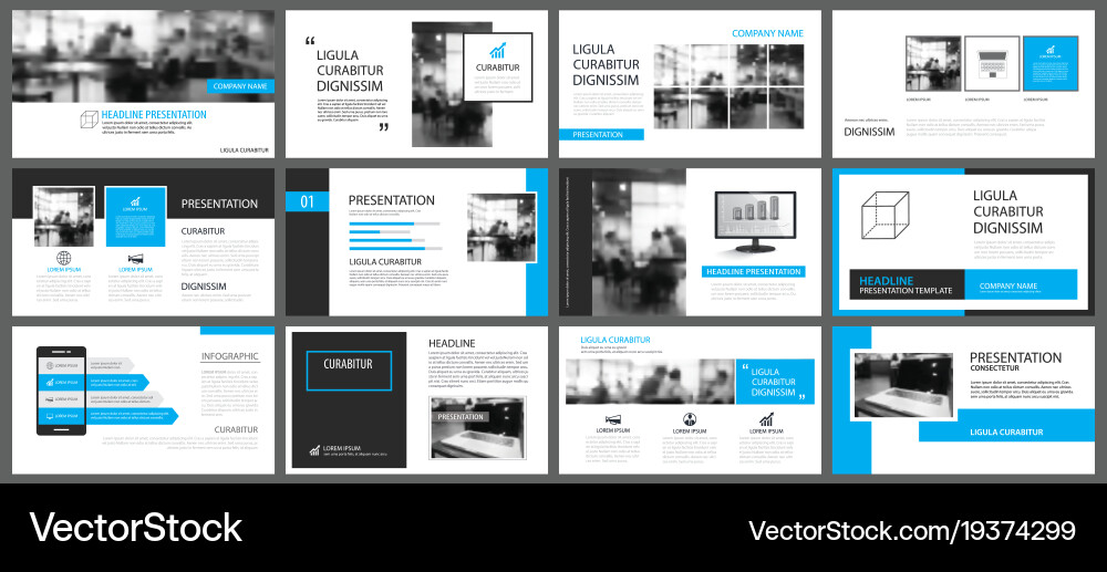 Blue and white element for slide infographic Vector Image
