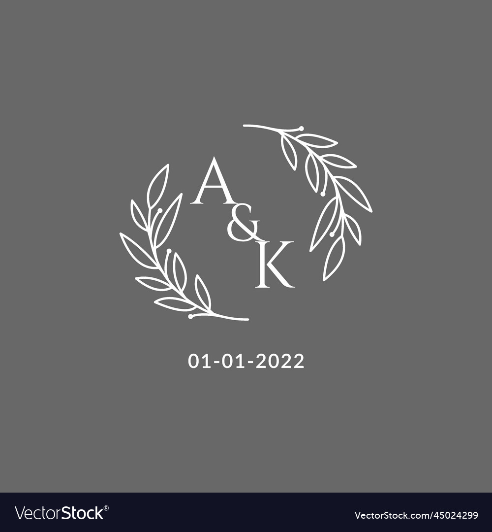 Initial letter ak monogram wedding logo Royalty Free Vector Initial letter ak monogram wedding logo Royalty Free Vector