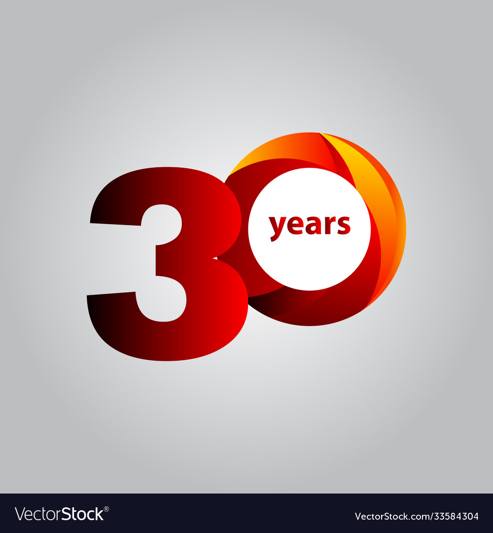 30 years anniversary red ball template design Vector Image 30 years anniversary red ball template design Vector Image