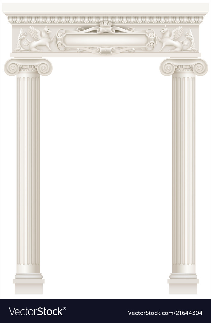 Antique white colonnade with old ionic columns Vector Image