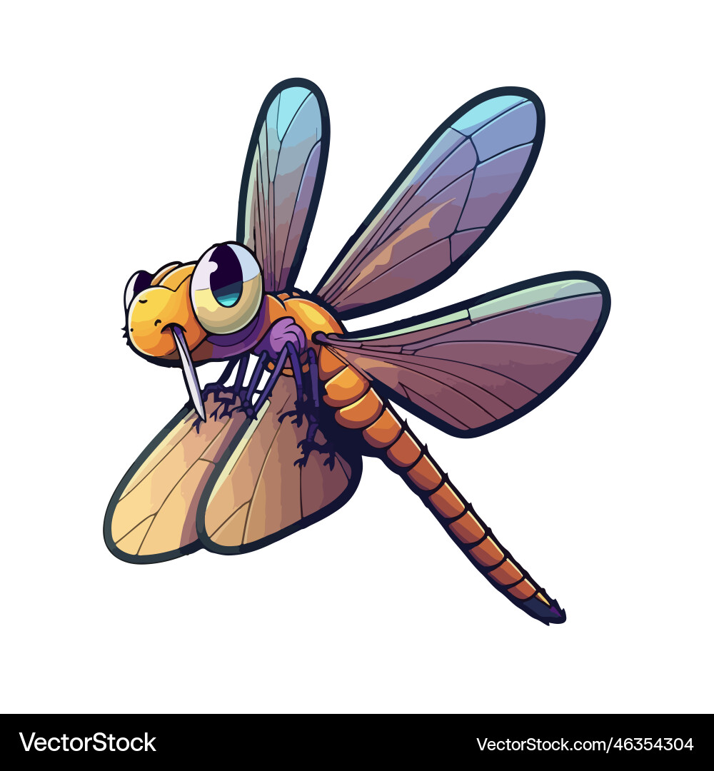 Cute dragonfly cartoon style Royalty Free Vector Image