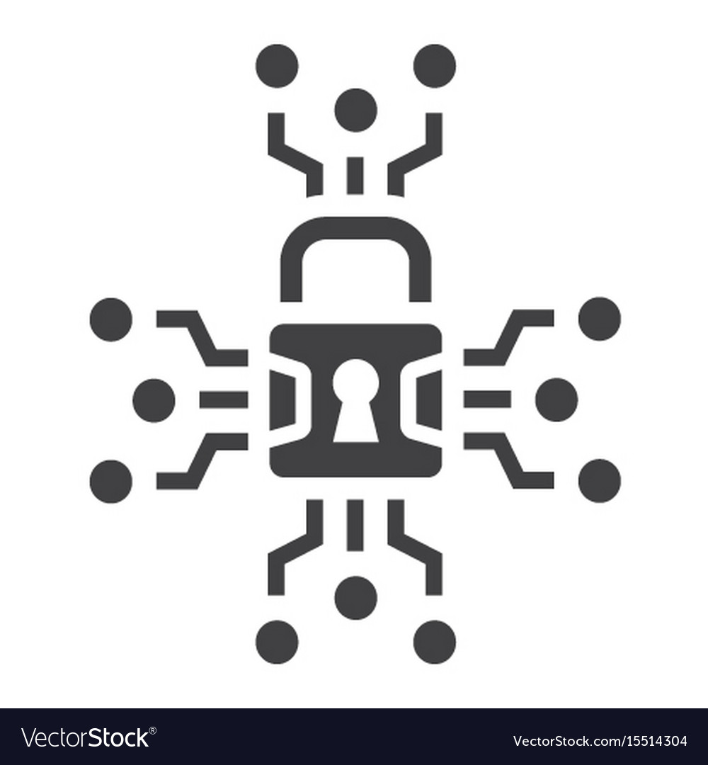 Cyber security solid icon padlock Royalty Free Vector Image