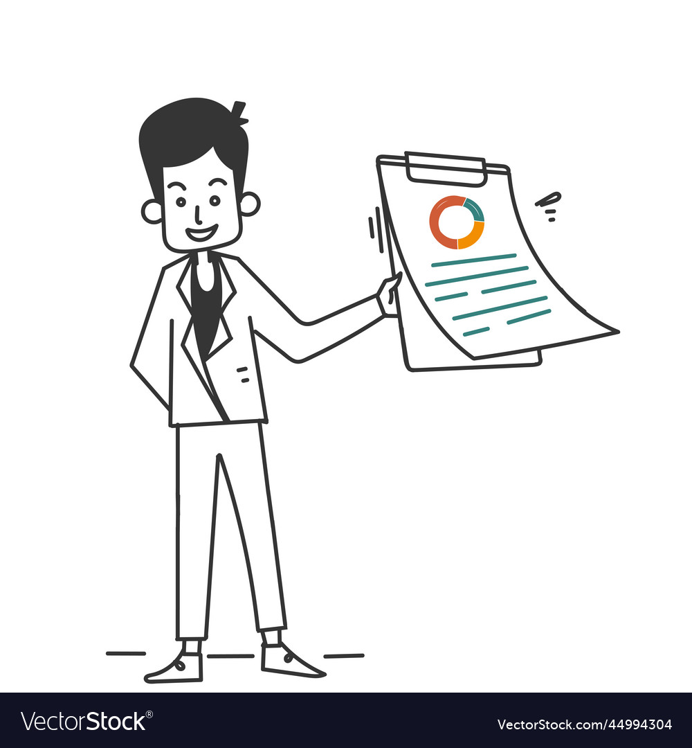 Hand drawn doodle businessman holding clipboard Vector Image Hand drawn doodle businessman holding clipboard Vector Image