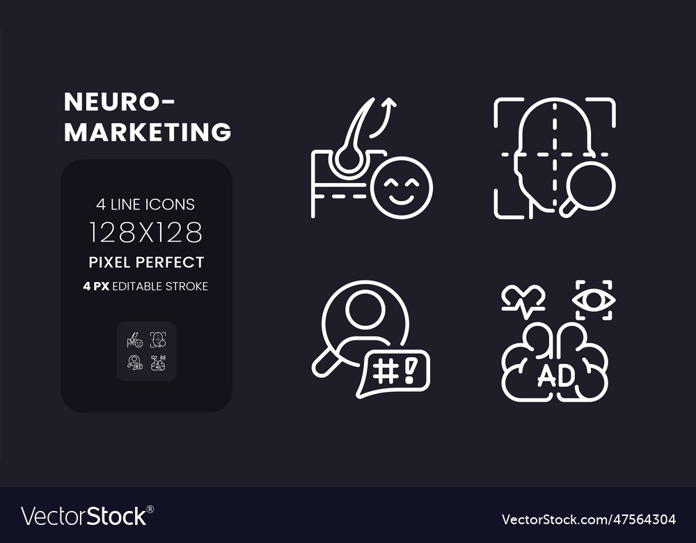 Neuromarketing White Linear Desktop Icons On Black