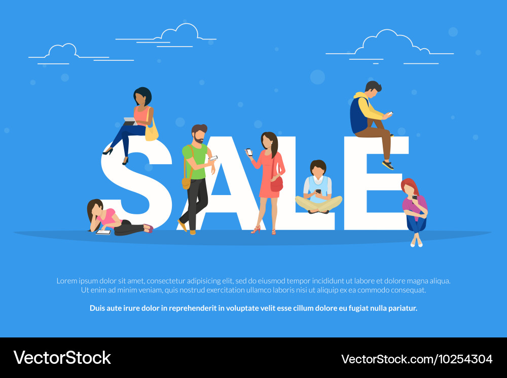 Sale concept of young people using Royalty Free Vector Image