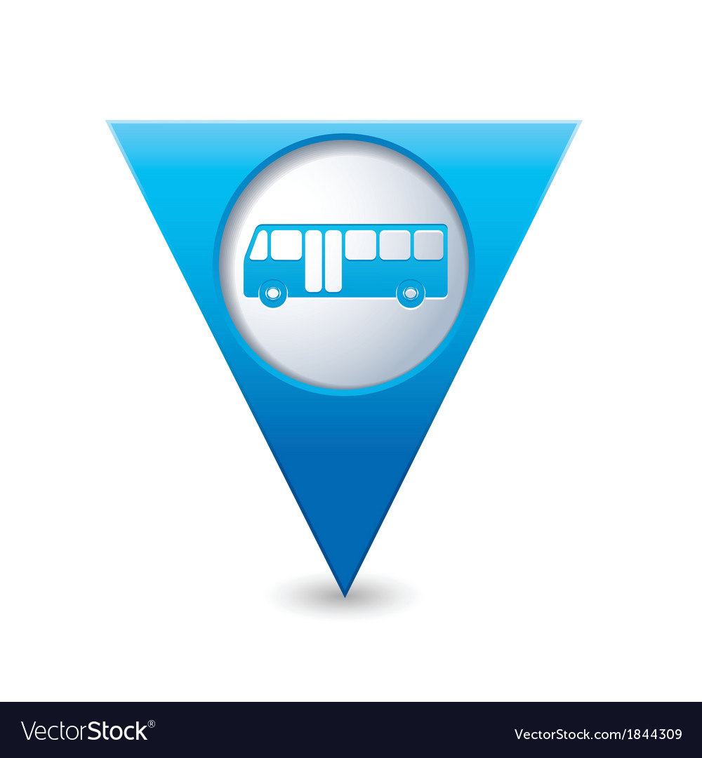 Bus icon map pointer blue Royalty Free Vector Image