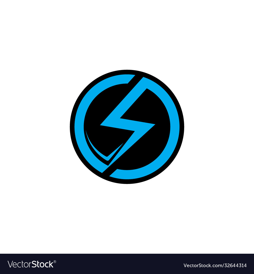 Letter s thunder circle geometric logo Royalty Free Vector