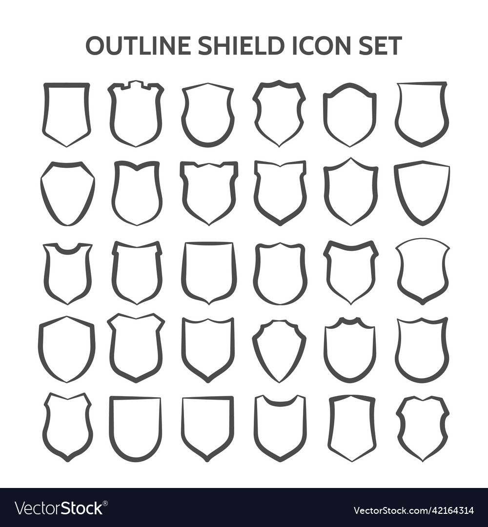 Outline shield frames Royalty Free Vector Image