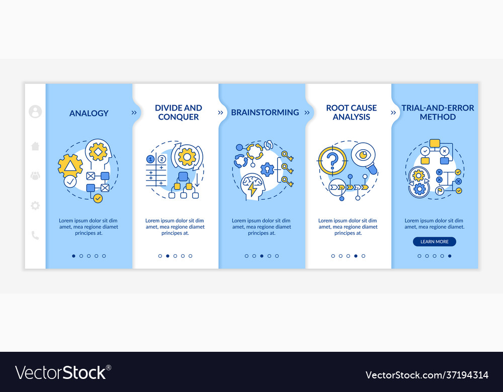 Problem solving tactics onboarding template Vector Image