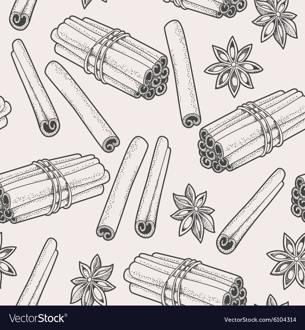 Seamless cinnamon and star anise Royalty Free Vector Image