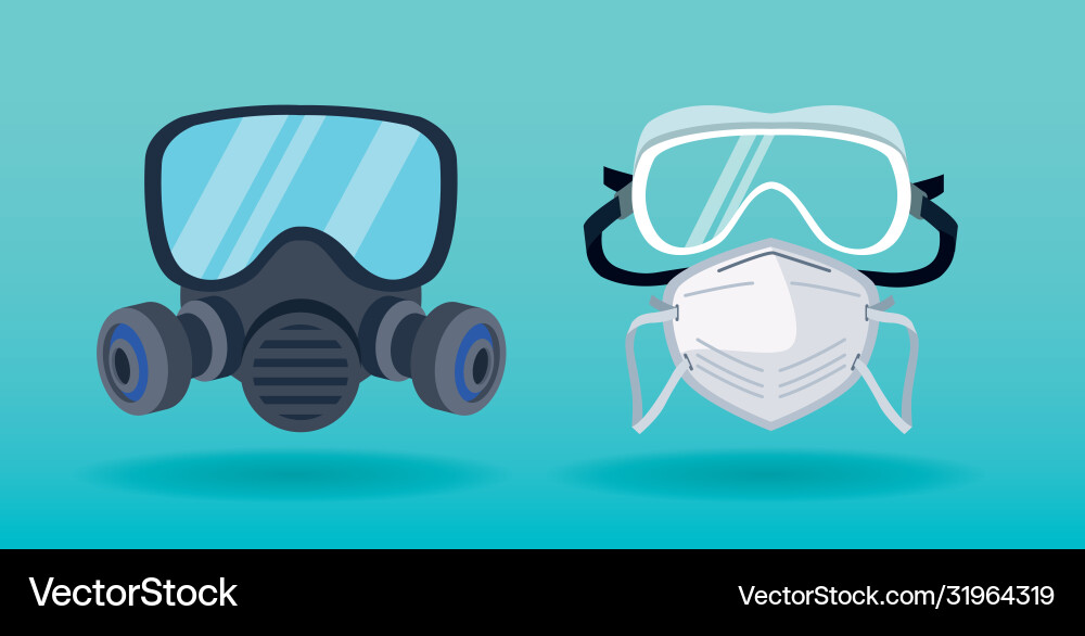 Biosafety masks and mouthcap protection Royalty Free Vector