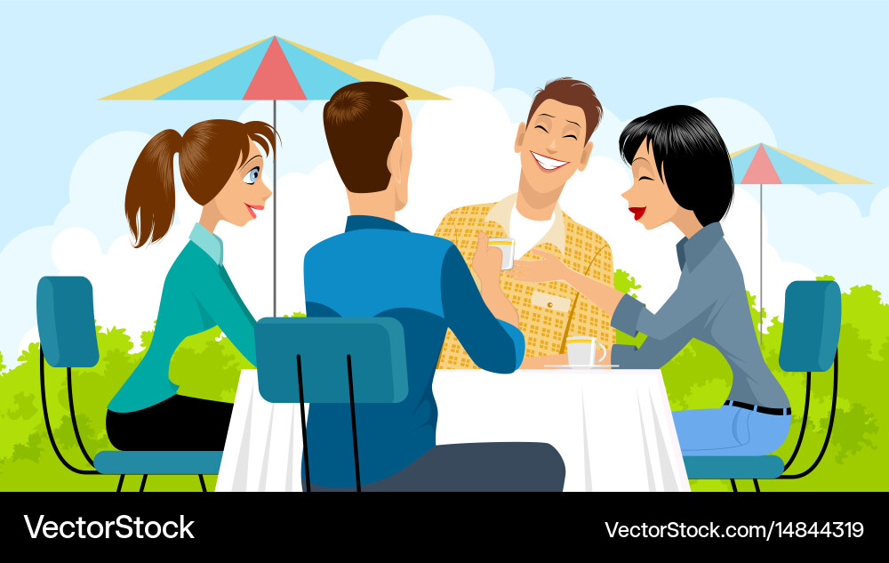 Group of people in cafe Royalty Free Vector Image
