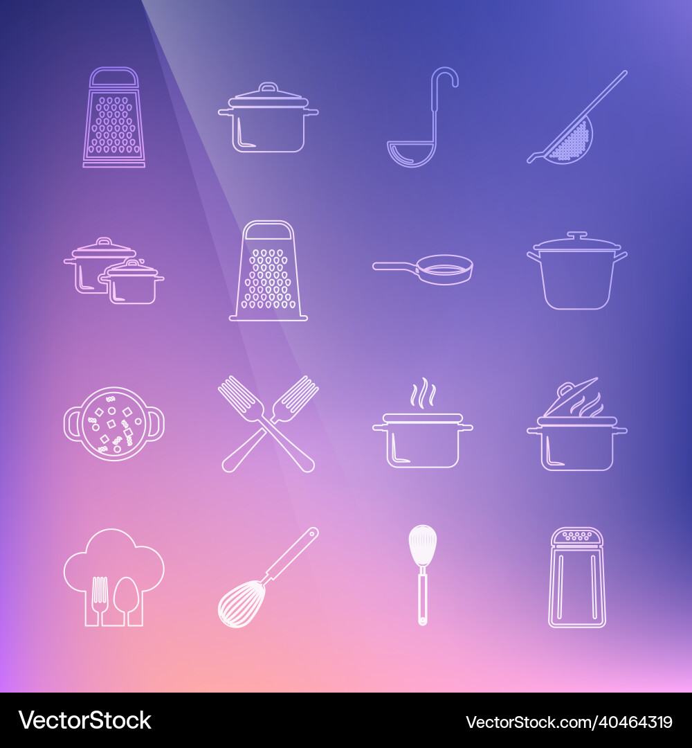 Set line salt and pepper cooking pot kitchen Vector Image