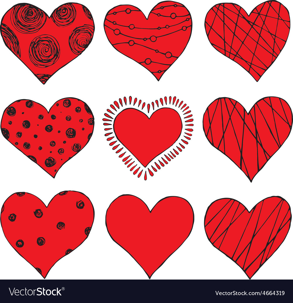 Set of hand drawing hearts Royalty Free Vector Image