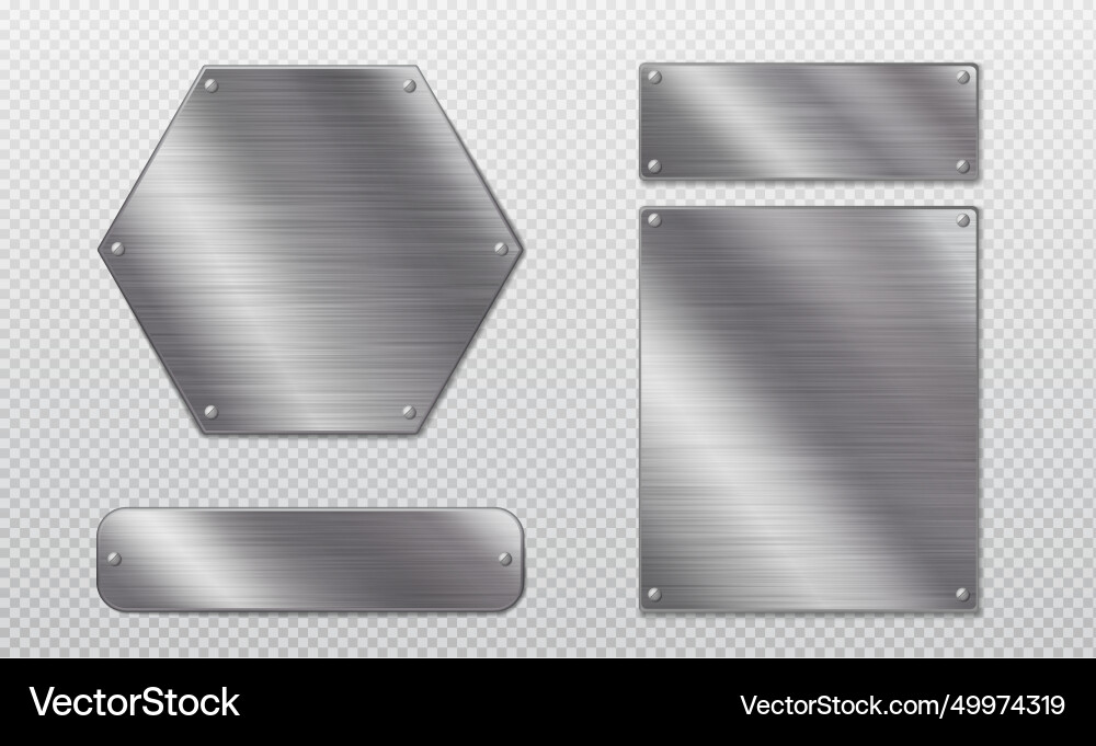 Steel metal tag plate with rivets Royalty Free Vector Image