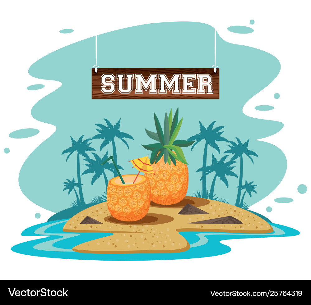 Summer beach and vacation card Royalty Free Vector Image