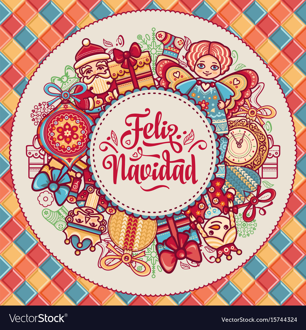 Feliz navidad greeting card in spain background Vector Image Feliz navidad greeting card in spain background Vector Image