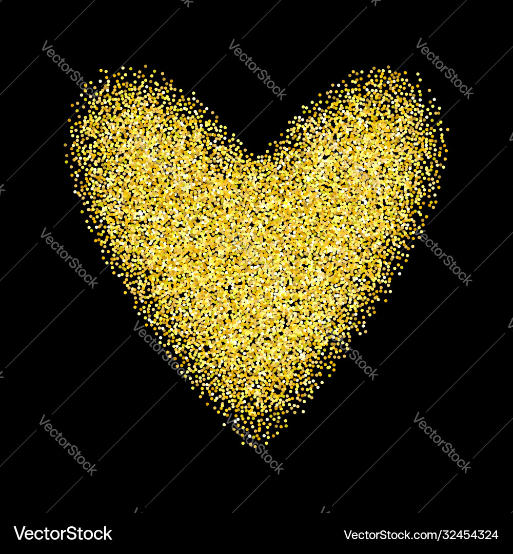 Gold glitter heart Royalty Free Vector Image - VectorStock