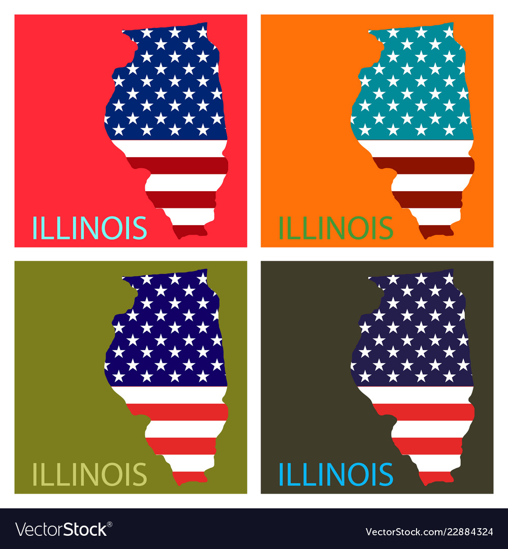 Illinois state of america with map flag print Vector Image