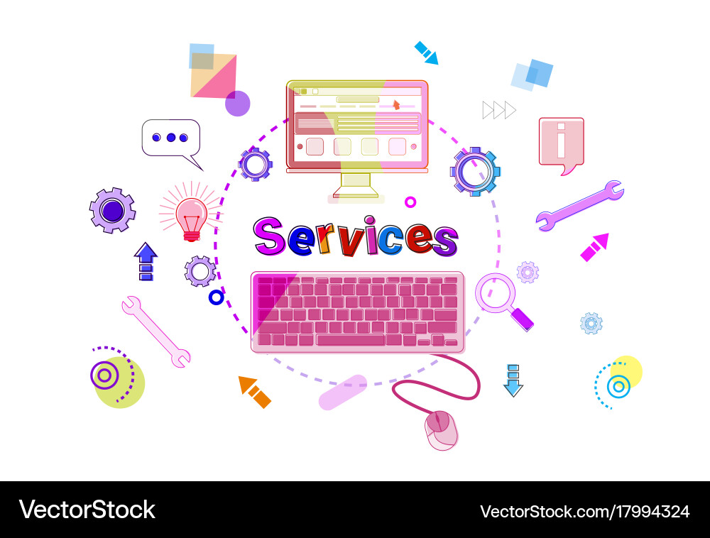 Services banner technical support client help Vector Image